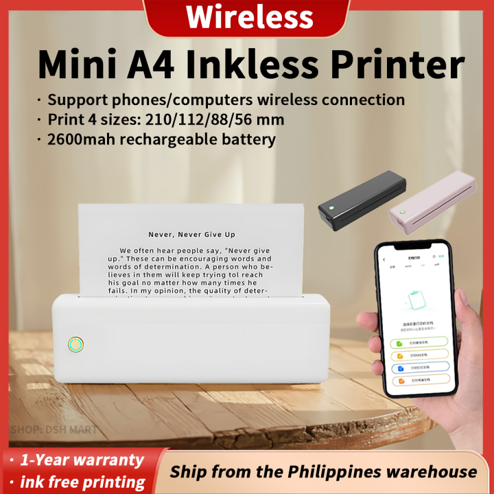 【Local Stock】A4 Wireless Inkless Thermal Printer with Bluetooth ...