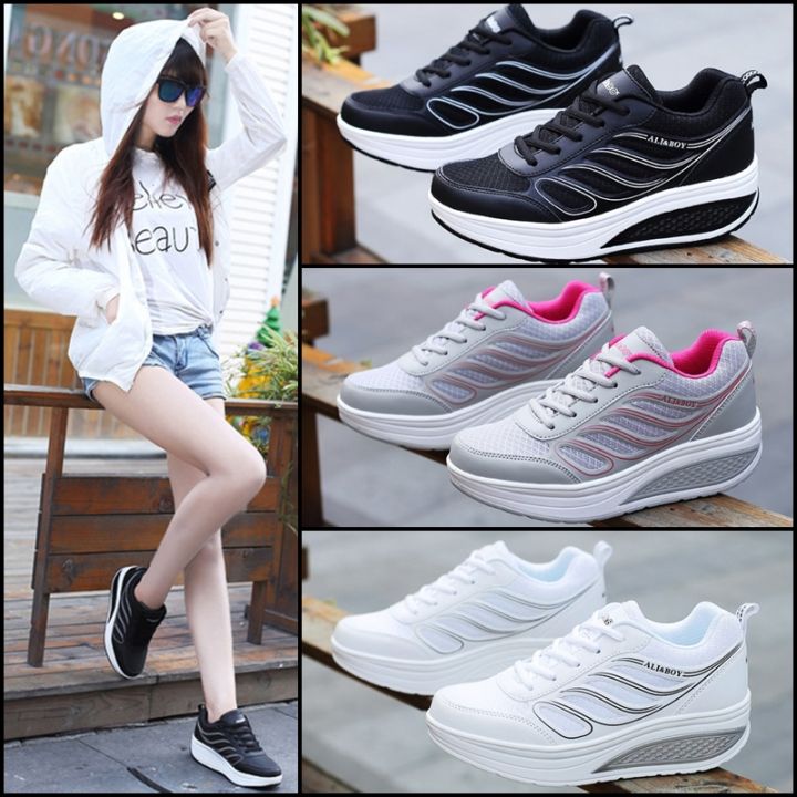 ALI&BOY รองเท้าผ้าใบเพื่อสุขภาพ ใส่เดิน วิ่ง ฟิตเน็ต พื้นสูง 5 ซม. ใส่ ...