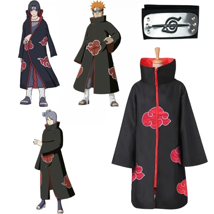 Anime Naruto Akatsuki Cloak Uchiha Itachi Headband Ninja Cape Kids ...