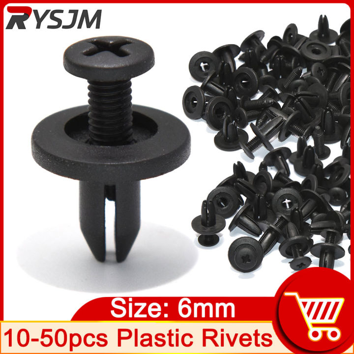 AD 50pcs 10pcs 6mm Plastic Rivets Fasteners Screw Car Bumper Fender ...