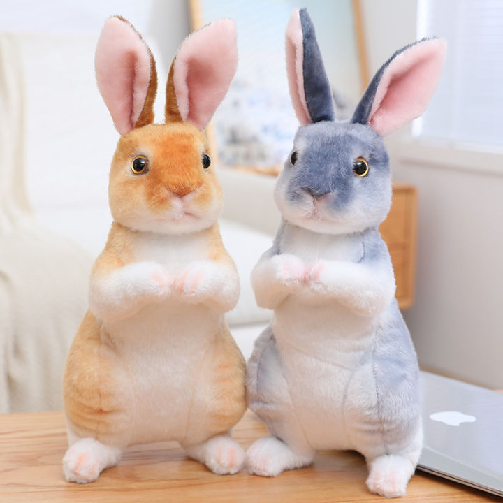 Realistic Cute White Plush Rabbits Lifelike Animal Photo Props Bunny ...