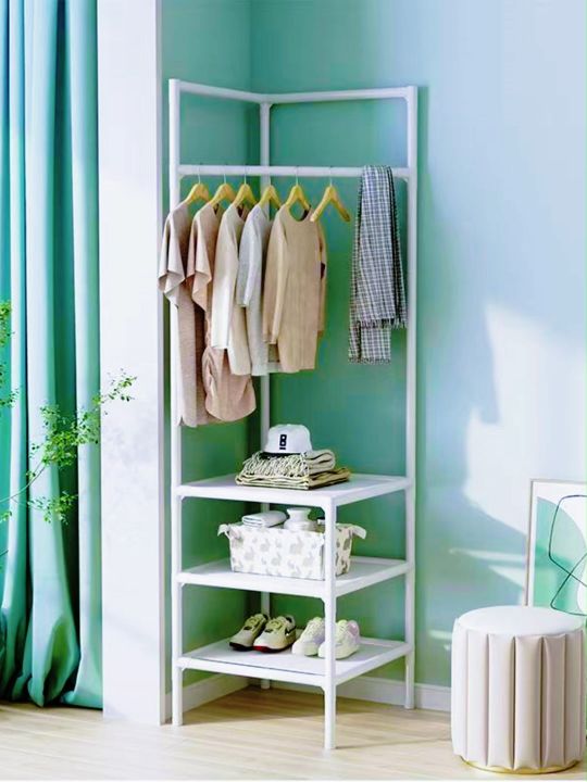 Corner Clothes Hanger Clothing Garment Rack Floor Folding Coat Rack ...