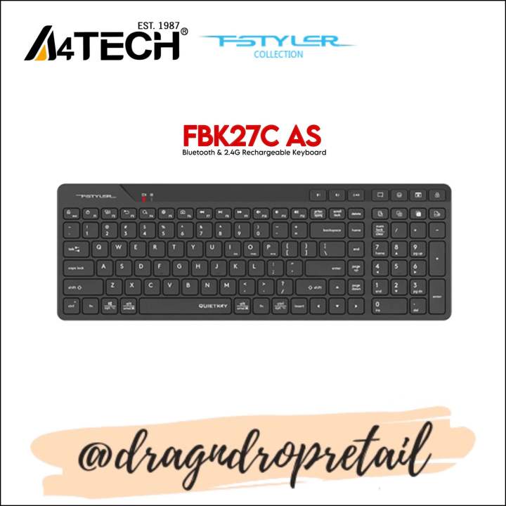 A4TECH FSTYLER FBK27C AS Bluetooth & 2.4G Wireless Rechargeable ...