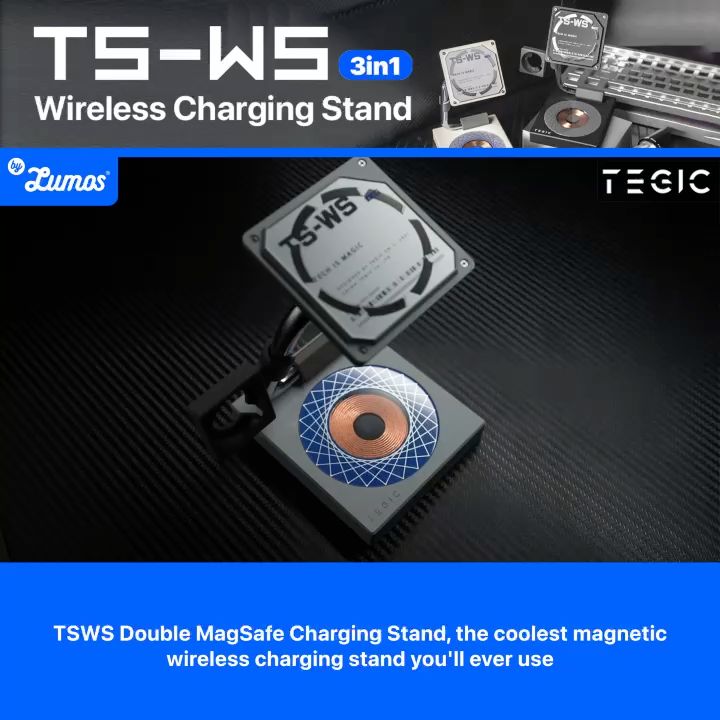 TEGIC TS-WS 3 in 1 Wireless MagSafe Charging Stand - The Ultimate Charging Solution for A-pple ...