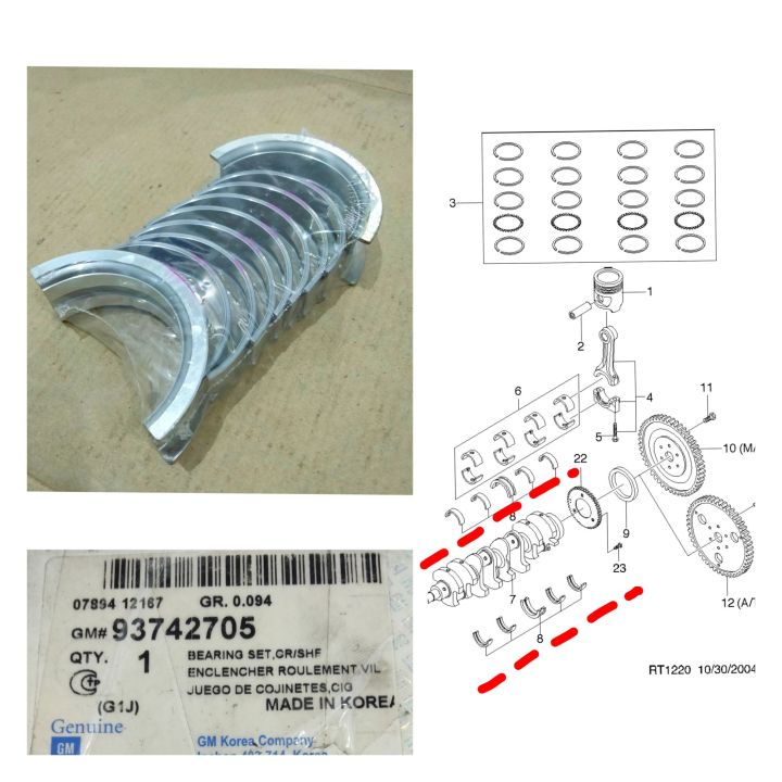 Metal Duduk Bearing Kruk As Crankshaft Chevrolet Aveo STD Original ...
