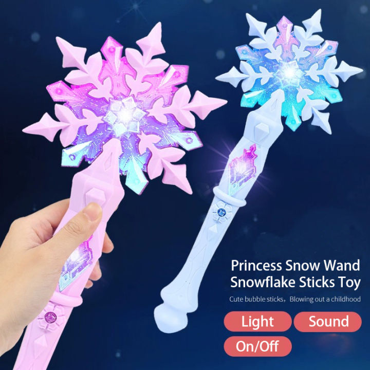 Princess Snow Wand Toy Snowflake Light Sound Sticks Kid Cosplay Fairy ...