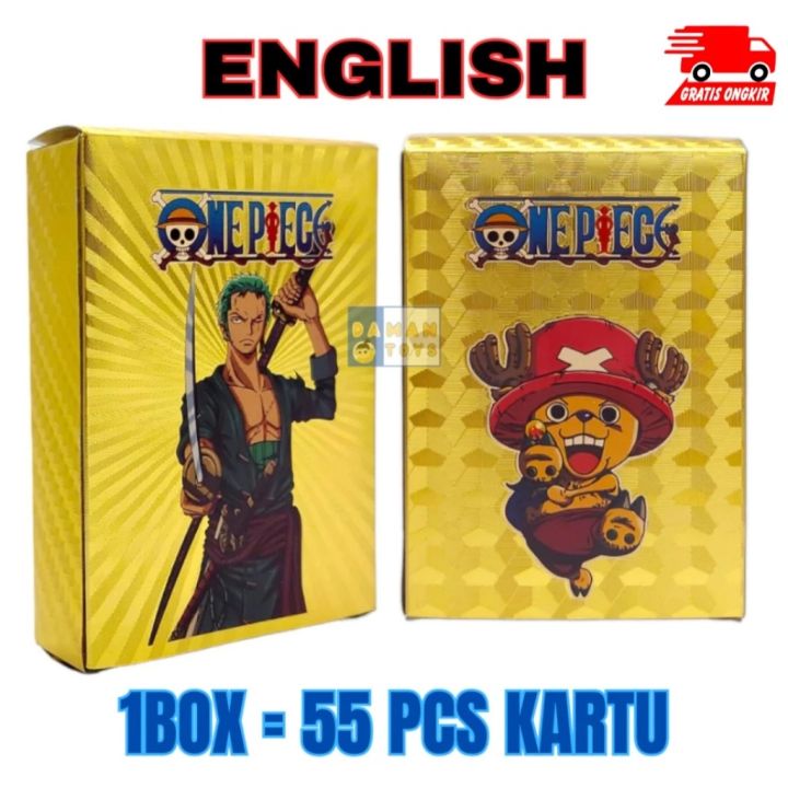 KARTU MAINAN ANAK ONE PIECE GOLD EMAS 1 BOX ISI 55 KARTU ASLI BAHAN ...