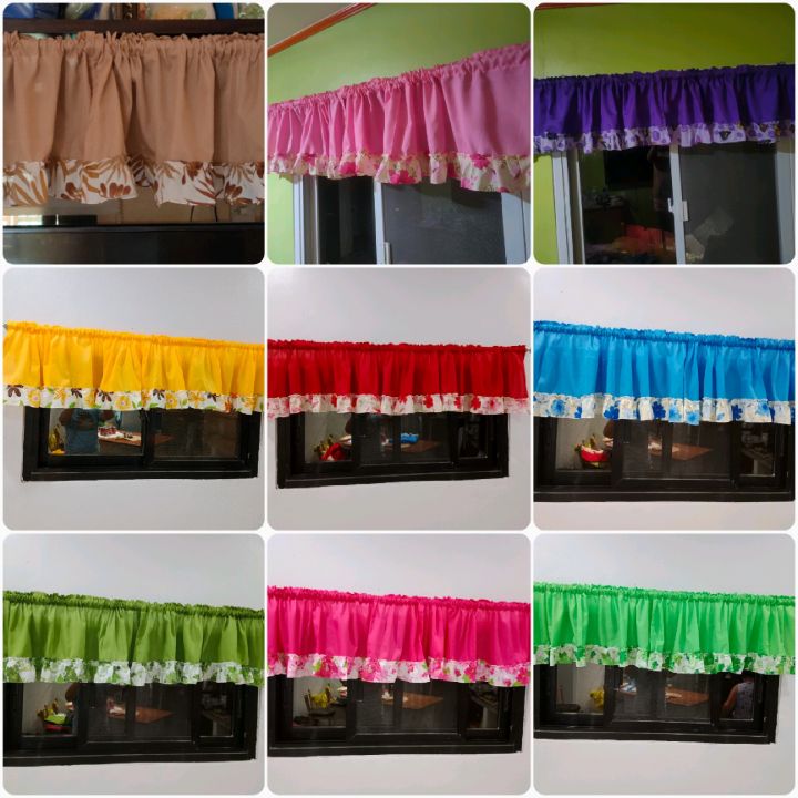Plain Geena with printed raffles Curtain 60x15 inches | Lazada PH