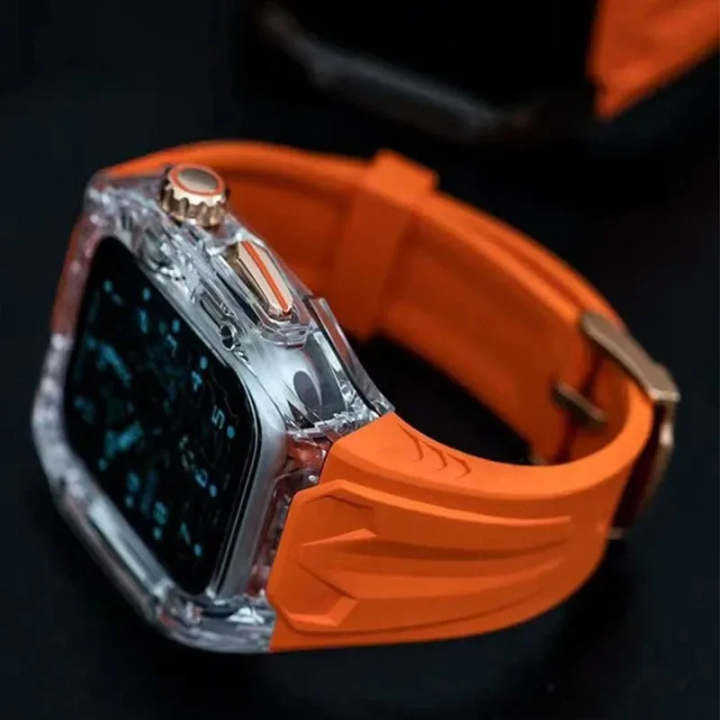 Luxury Transparent Case Fluororubber Strap For Apple Watch Ultra 2 49mm ...