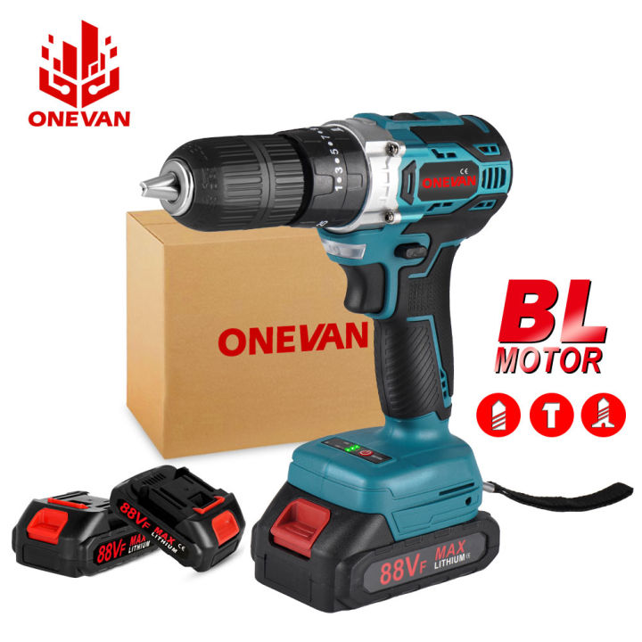 ONEVAN 13mm 450N.M Brushless Impact Drill 3 in 1 25+3 Torque Electric ...