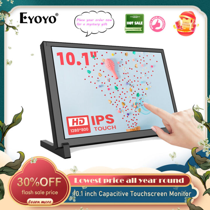 EYOYO จอหน้าจอสัมผัสแบบสลับประจุไฟฟ้า10.1นิ้วสำหรับ3B 4B ราสเบอร์รี่ Pi ...