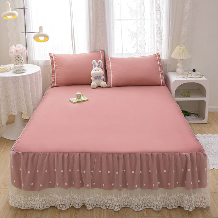 Solid Color Bed Skirt One Piece Single Layer And Thin Bedspread Korean