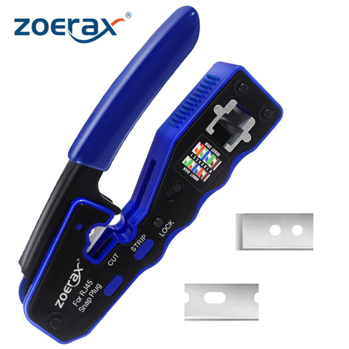 ZoeRax RJ45 Pass Through Crimper Tool, Ethernet Crimper EZ Network ...