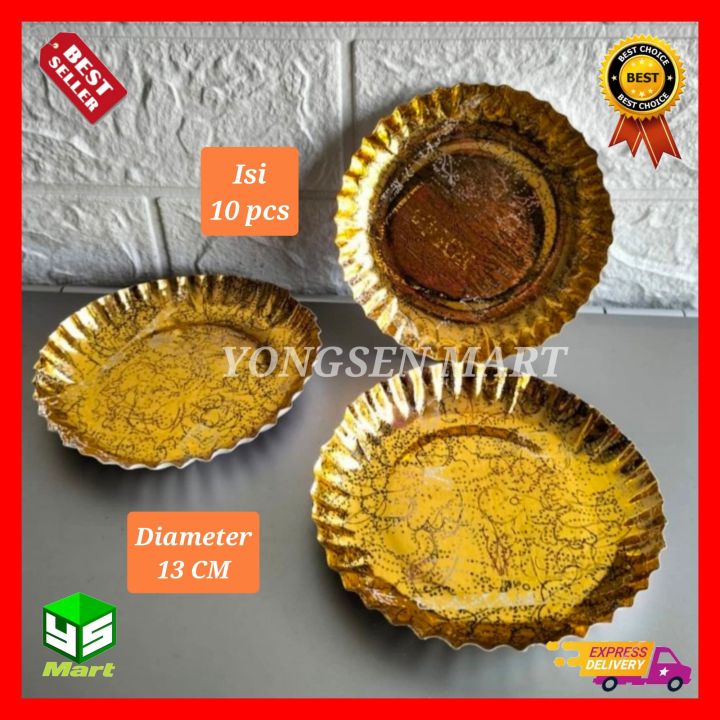 Piring kue Gold / paper plate Gold / piring ultah kertas Gold emas ...
