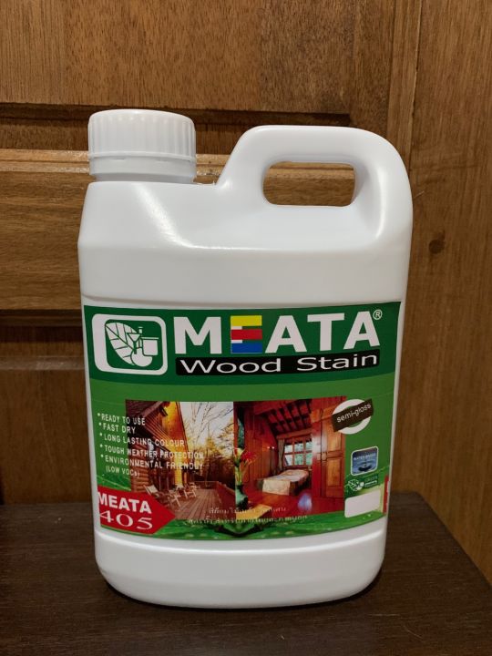 สีย้อมไม้เมต้า Meata (สูตรน้ำ) ชนิดกึ่งเงา ไร้กลิ่นฉุน (1 ลิตร ...