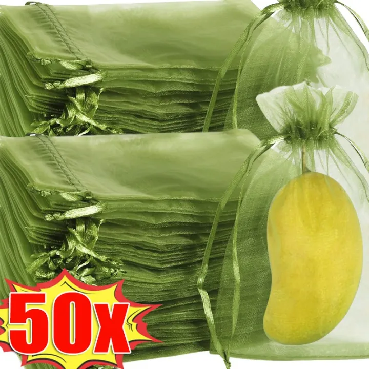 50Pcs Fruit Vegetable Protection Net Bags / Pest Control Bird Proof ...