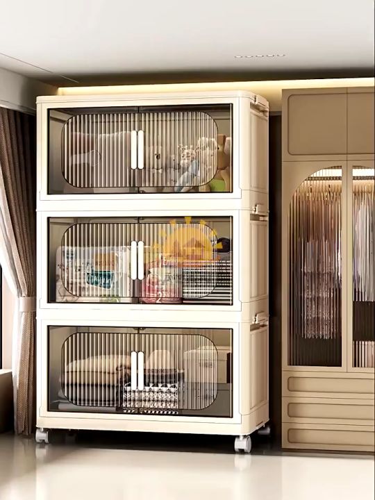 Foldable Multipurpose Double Storage Cabinet Foldable Stackable Storage ...