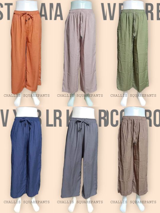 SQUARE PANTS CHALLIS FABRIC FOR WOMENS W/ SIDE POCKET CAN FIT UP TO XL ...