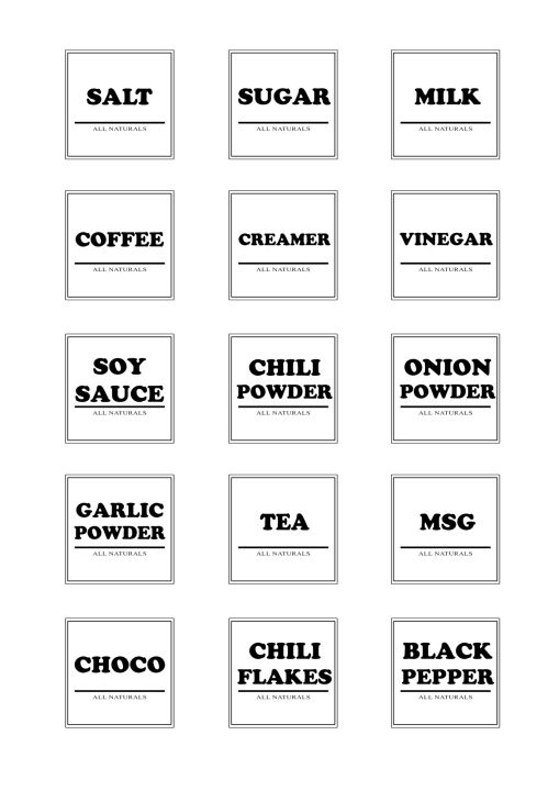 Pantry Kitchen Condiments Vinyl Waterproof Label Sticker 15pcs 2x2inch ...