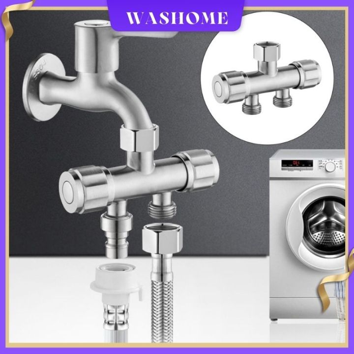 WAHOME 304 Stainless Steel Washing Machine Faucet Water Diverter Valve ...