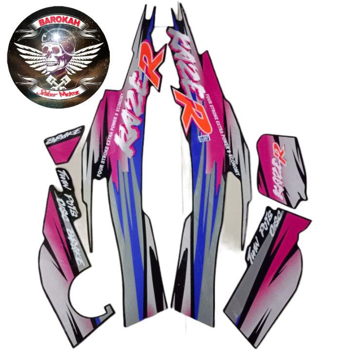 AJS Striping stiker kawasaki kaze r 1995 1997 hitam biru stiker motor ...