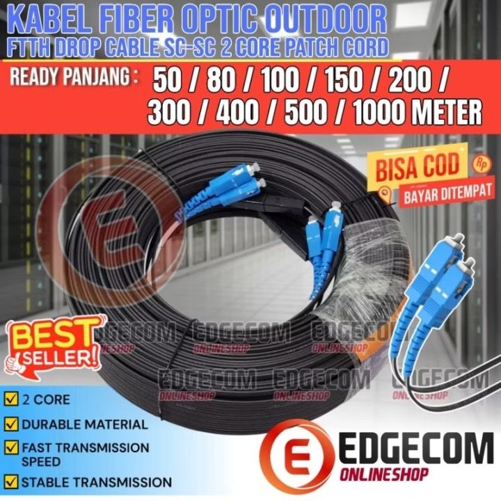 KABEL FIBER OPTIK 2 CORE FTTH FO OPTIC OUTDOOR DROPCORE SC 100 / 150 ...