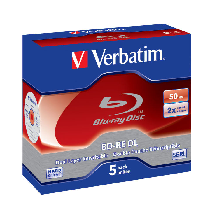 Verbatim Blue Laser Disc BD-RE DL 2X 50G Single Pack Erasable High ...