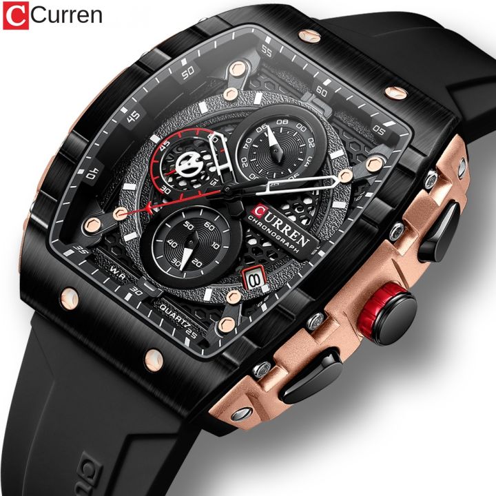 CURREN Top Brand Men's Watches Luxury Square Quartz Wristwatch ...