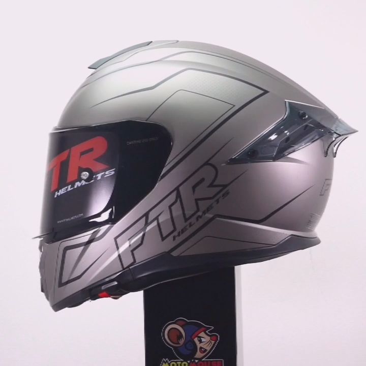 Helmet Full Face FTR XR2 Pro Printed Ricon Grey Dual Visor with Spoiler ...