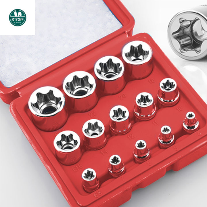 14 e-type automotive repair socket wrench sets flower shaped manual ...