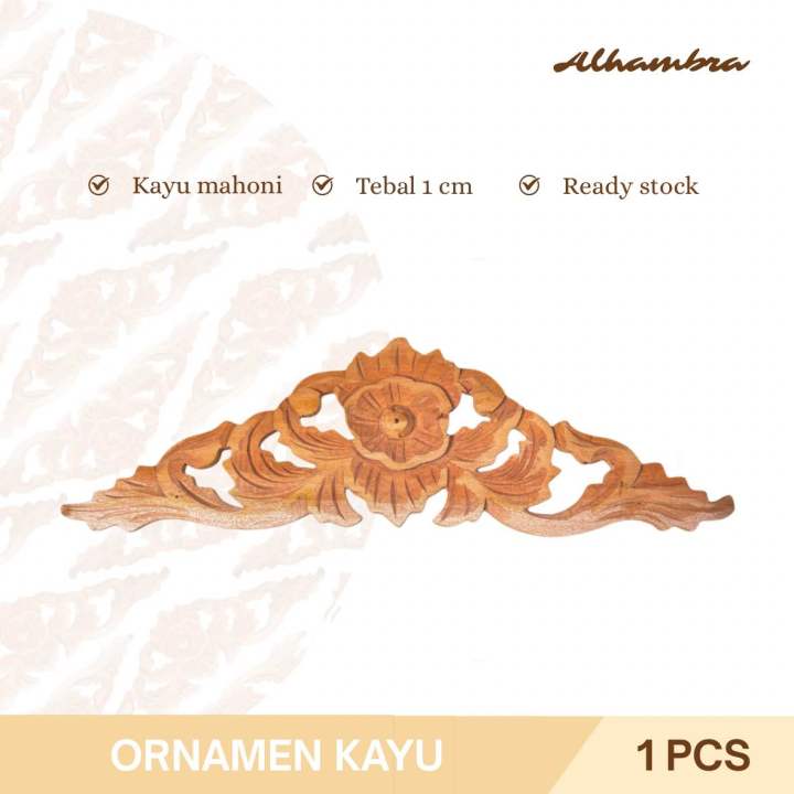 Ornamen Ukir Tempel , Pajangan Asli Kayu Mahoni 36 x 12 cm - Motif ...