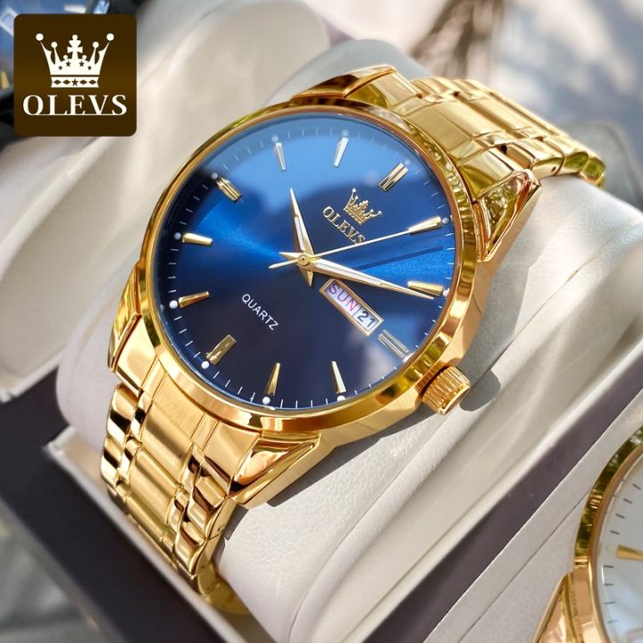 OLEVS Watch For Men Gold Original Waterproof Business Relo for Man ...