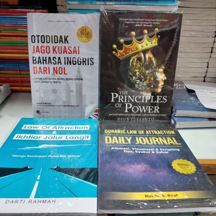 Paket 4 buku otodidak jago kuasai bahasa Inggris dari nol, the principles of power, law of ...