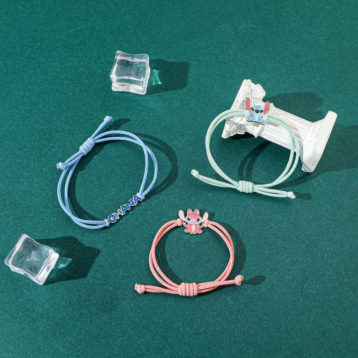 Genuine Disney Stitch Braided Cord Bracelet, OHANA Letter Design ...