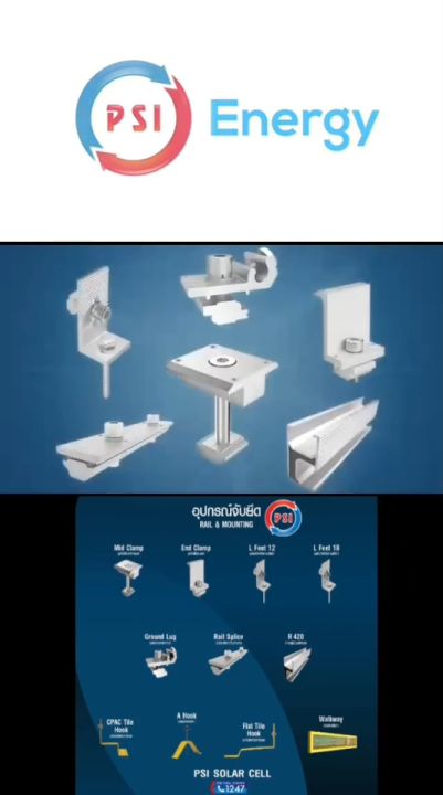 (มีตัวเลือก) PSI อุปกรณ์จับยึด แผงโซล่าเซลล์ บนหลังคา SOLAR CELL - RAIL ...