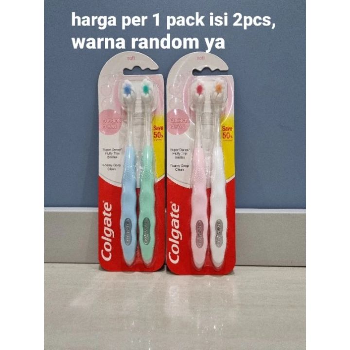 COLGATE toothbrush sikat gigi Cushion Clean soft pack isi 2 warna ...