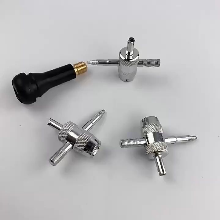1set 4 Way Car Bike Tyre Tire Valve Repair Remover Tool+4 Valve Stem ...