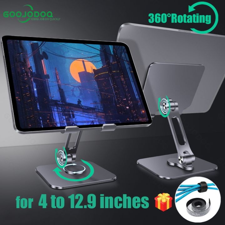 GOOJODOQ Tablet Stand Holder Metal Desk Laptop Holder 360° Rotation ...