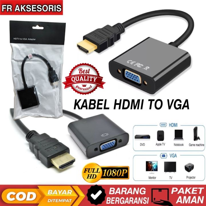 Kabel Hdmi To Vga Konektor HDMI TO VGA Sambungan HDMI TO VGA HD 1080p ...