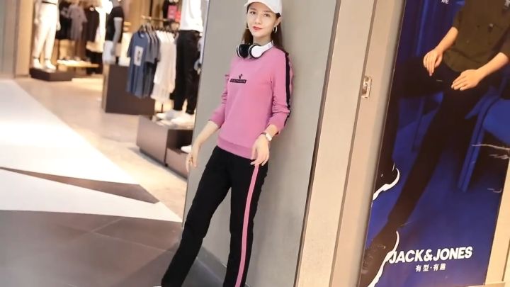 Women Tracksuit Sports 2 Pieces Set Sweatshirts Pullover Pants Suit