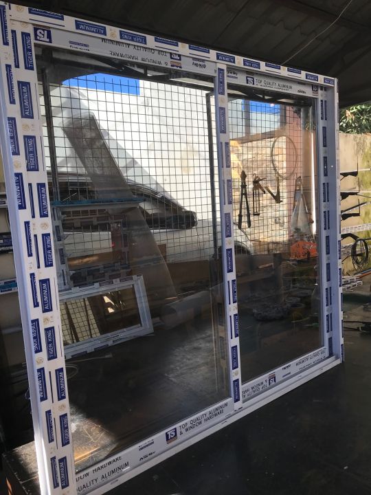 H-106cm x 96cm-W aluminum Sliding window reflective glass with screen ...