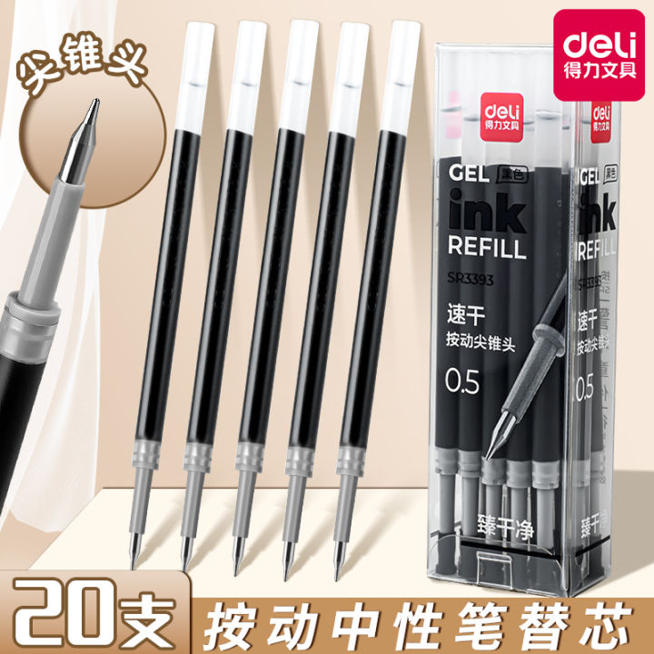 Deli Clickable Carbon Fiber Tip Refillable Ballpoint Pen Medium Point 0 ...