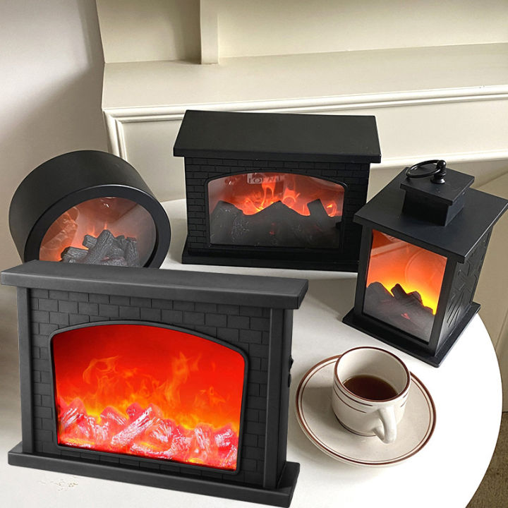 LED Flame Lantern Lamp Night Light Simulation Flame Fireplace Flameless ...