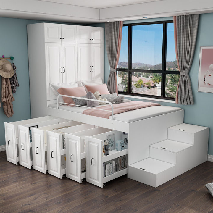 Modern Minimalist Tatami Storage Multi-Function Bed Cabinet Combination ...