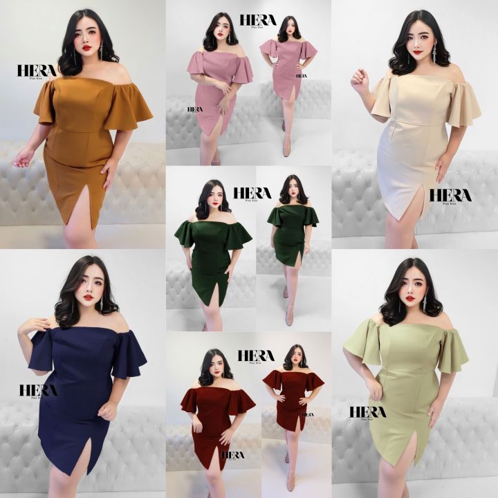 HERA เดรสแขนผีเสื้อ Plussize อก40-50 ชุดออกงาน ชุดทำงาน สาวอวบ | Lazada.co.th