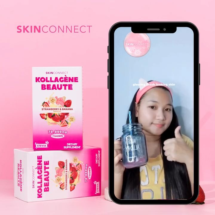 Skin Connect Kollagen Beaute Strawberry Banana Collagen Glutathione Drink for Skin Whitening ...