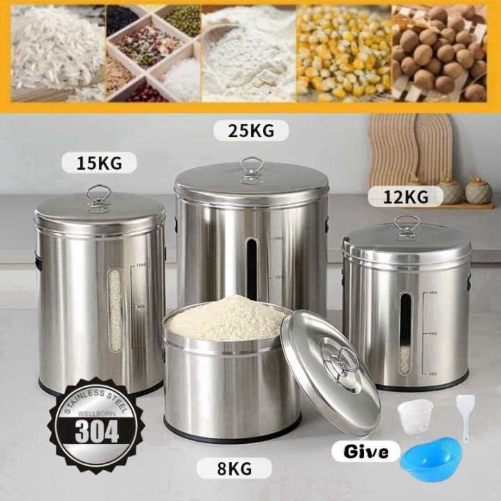 aesthetic rice dispenser 25 kg stainless 5kg/10kg/15kg/50kg capacity ...