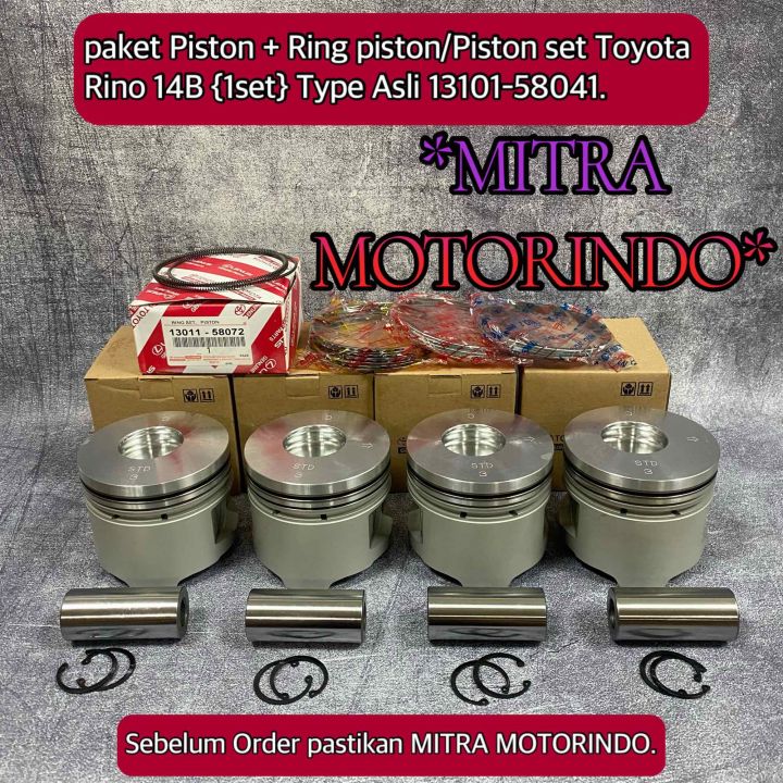 Paket Piston +Ring Piston/Piston Set Toyota Rino 14B 1Set Type Asli ...