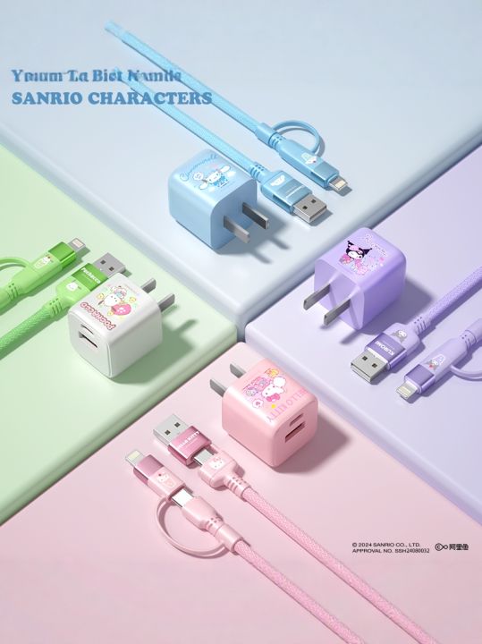 Kawaii Cat Phone Charger Dual Port Fast Charge USB-A/Type-C Adapter ...