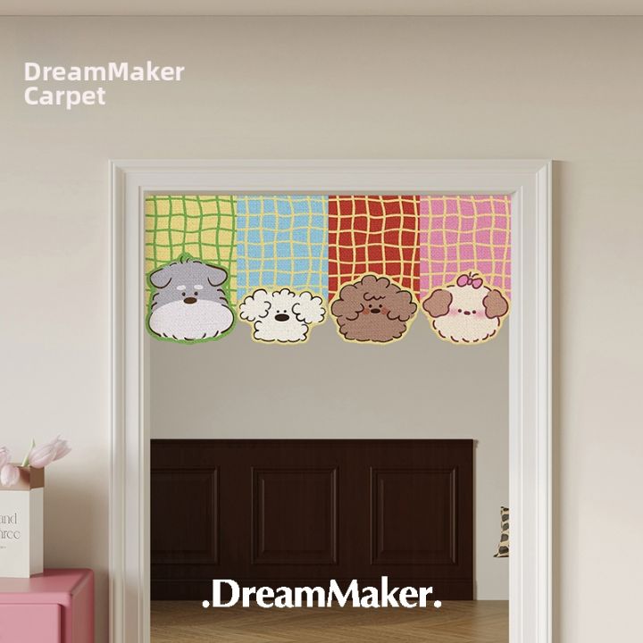 Cartoon Plaid Animal Triangle Flag Short Curtain Kitchen Door Curtain ...